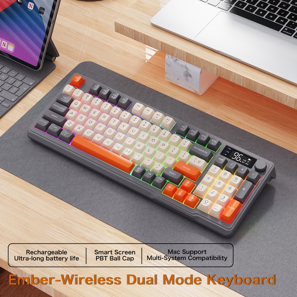 ZIYOULANG M96 Gaming Wireless Keyboard PBT Keycap Color Backlit ...