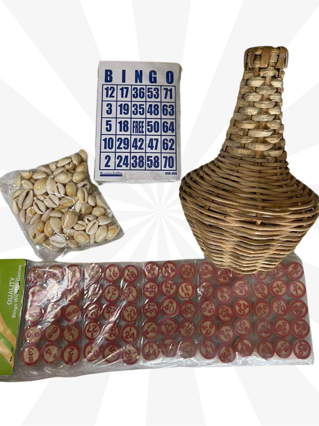 Bingo rattan set wood chips back to back and shells panantos | Shopee ...