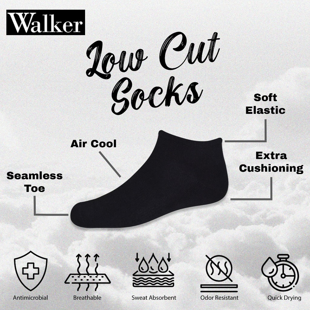 Walker Organic Cotton Low Cut Socks Antimicrobial Hypoallergenic Sweat ...