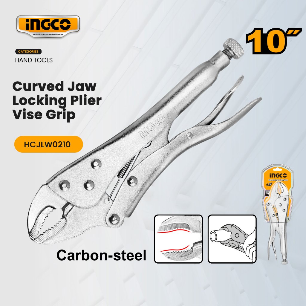 Ingco 10" Curved Jaw Locking Plier Vise Grip HCJLW0210 IHT | Shopee ...