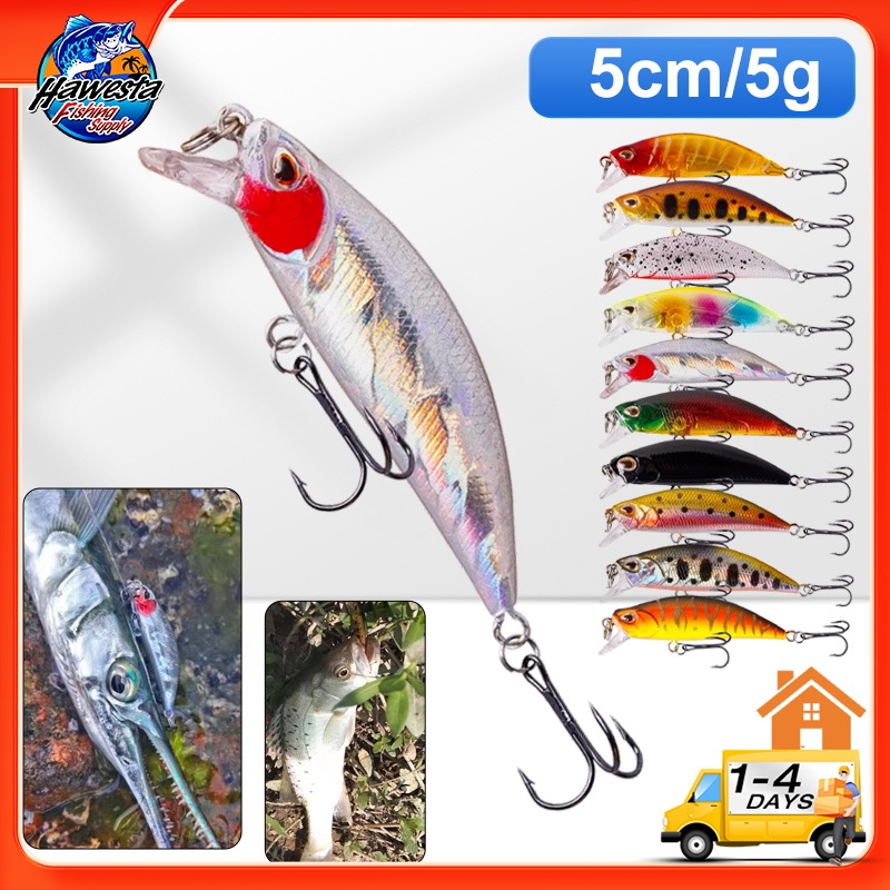 Hawesta Fishing Bait 5g/5cm Sinking Minnow Lure SwimBait Lure 3D Eyes Minnow Buzz Bait Lure ...
