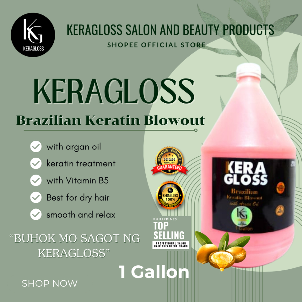 KERAGLOSS Brazilian Keratin Blowout With Argan Oil Strawberry Scent 1 ...