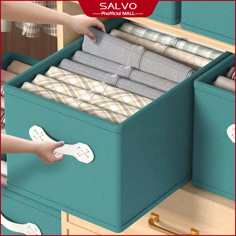 SALVO Foldable Storage Box Organizer With Cover Collapsible Storage ...