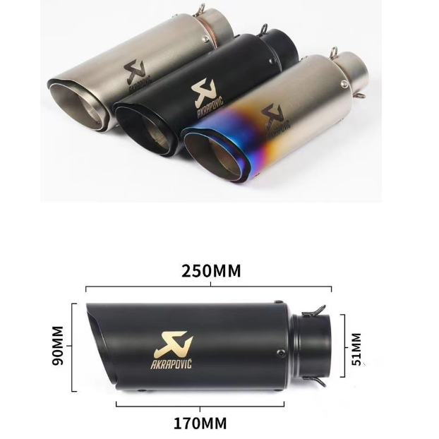 COD 38-51mm Akrapovic Slant Exhaust Pipe Premium Stainless Steel ...