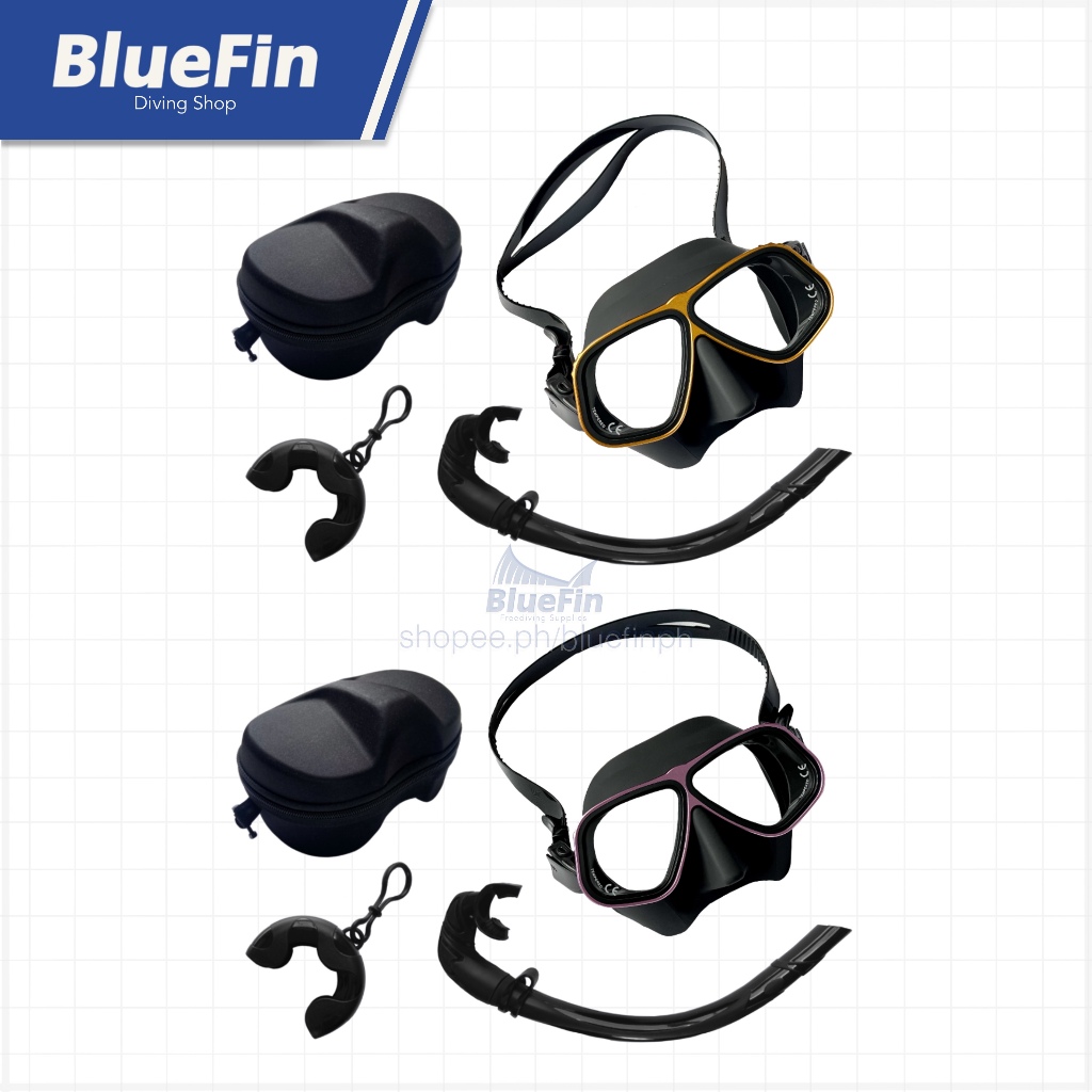 Aluminum Frame Tempered Glass, Low Volume Freediving Mask with Snorkel ...