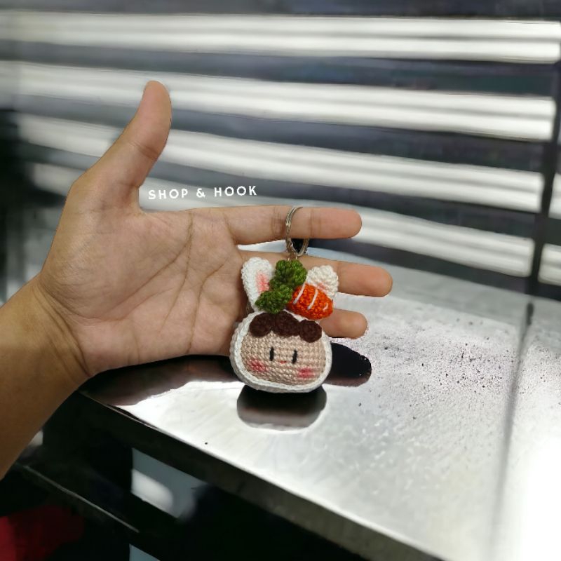 Shop & Hook Crochet Cute Mini Baby Mochi Bunny Rabbit Carrot Keychain ...