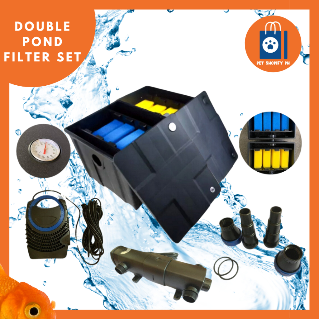 Aquarium Fish Pond Double Filter With Pump 86x54x40 With UV Light and ...