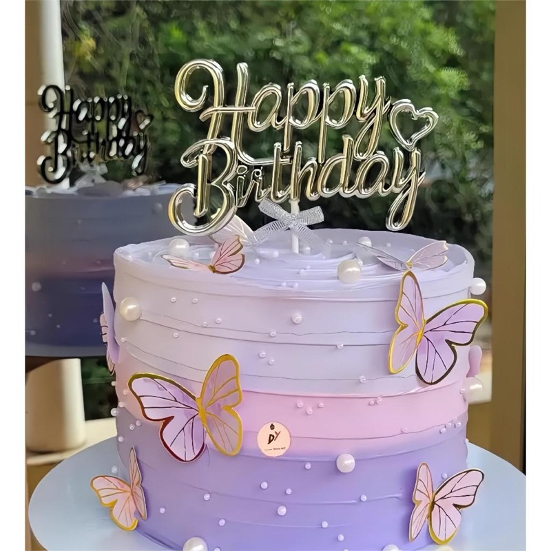 3D Embossed Happy Birthday Cursive Cake Topper Event Party Partyneeds ...