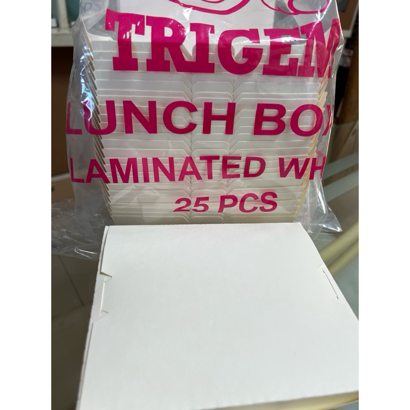 Trigem Paper Lunch Box 25 pieces No Division | Shopee Philippines