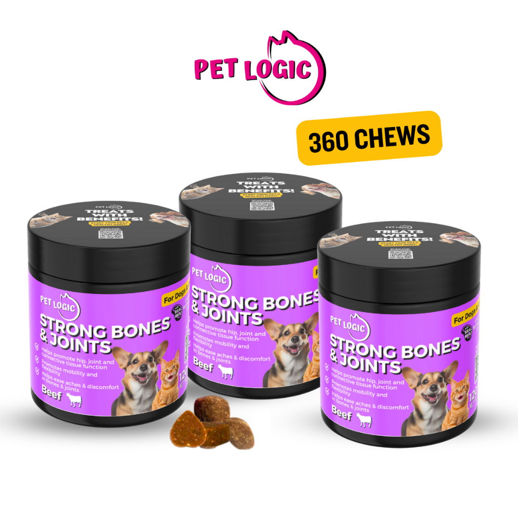Pet Logic Strong Bones & Joints Dog & Cat Treats Supplement 3 X ...