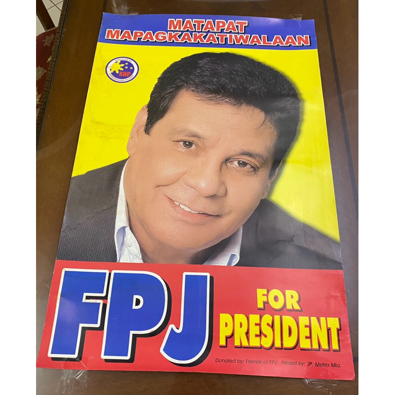 FPJ ORIGINAL CAMPAIGN POSTER WITH CALENDAR - Vintage Fernando Poe Jr ...