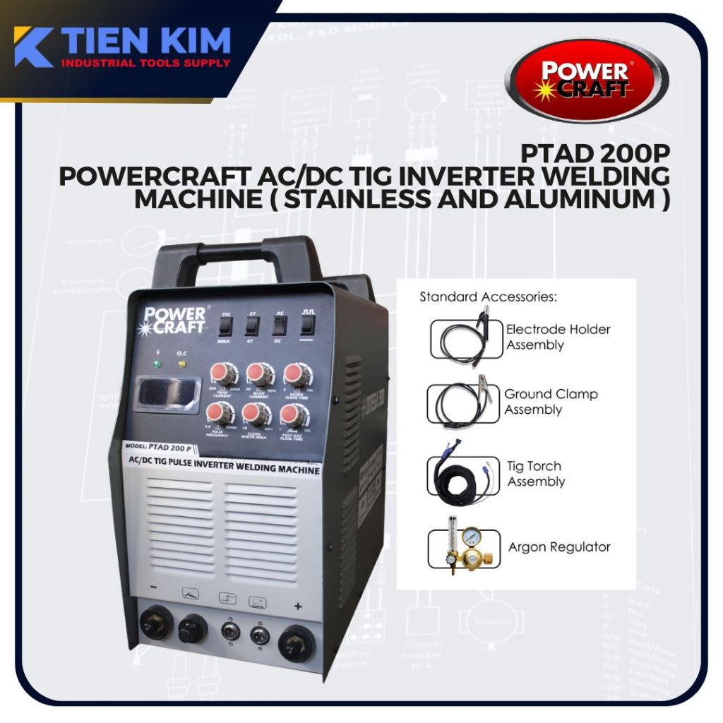 Powercraft AC/DC TIG Inverter Welding Machine PTAD 200P ( Stainless and ...