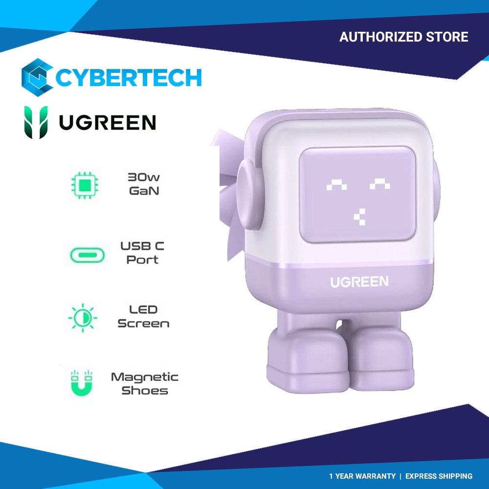 Ugreen Mini Robot Nexode 30W PURPLE USB-C PD Gan Fast Charger CD359 ...