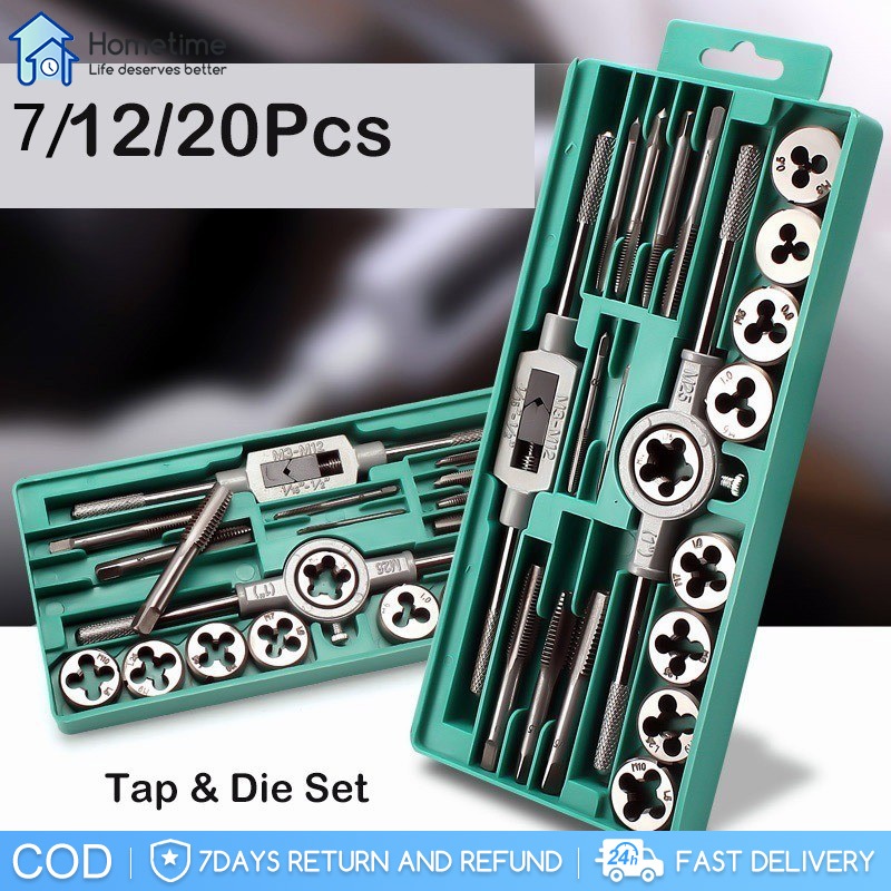 20PCS Adjustable Tap and Die Set Hand Tap Wrench threader Metric Threading Tool Set 1/7/12 ...