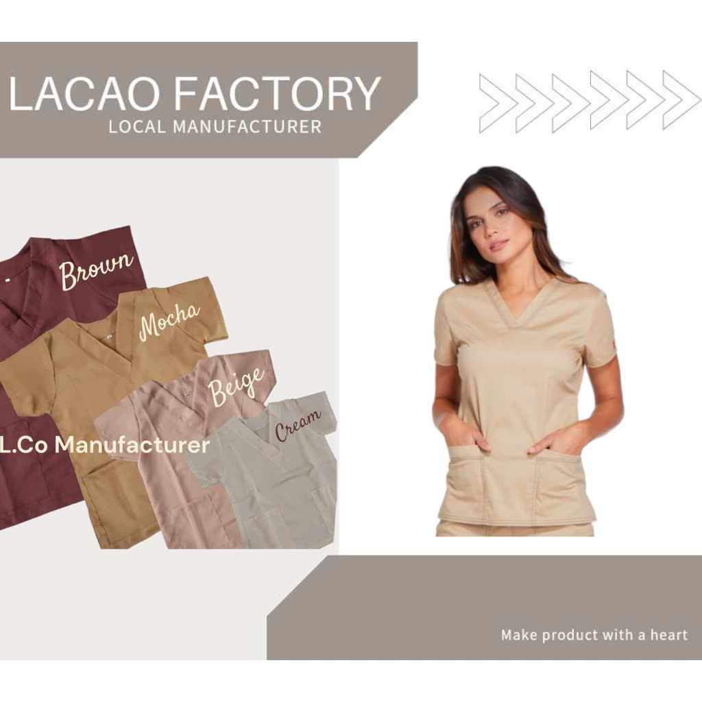 Lacao Top Medical Scrub suit Woody Color | Shopee Philippines