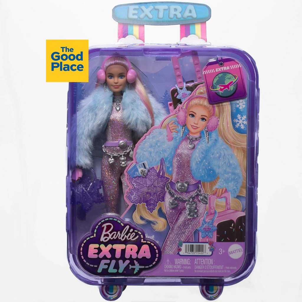 MATTEL Barbie Extra Fly Doll with Snow-Themed Travel Clothes Sparkly ...