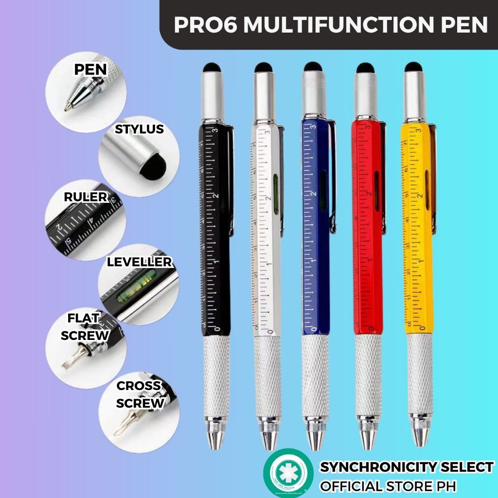 PRO6 Multifunction Pen 6 different Functions Stylus Ruler Leveler ...