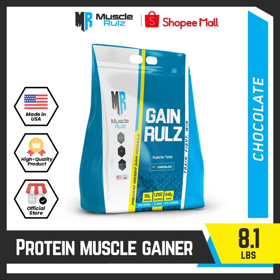 Muscle Rulz Gain Rulz Premium Weight Gainer Protein Formula - 8.1lbs ...
