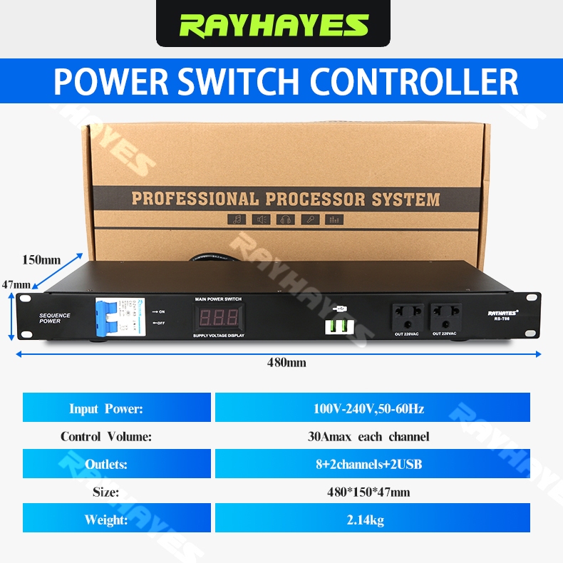 RAYHAYES 10-Channel Power Switch Controller with Digital Volt Meter ...