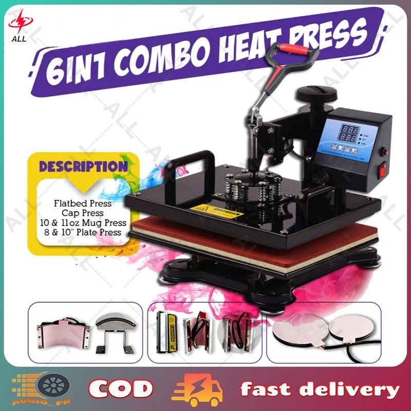 6 in 1 Multi function Heat Press Machine (T-Shirt Press/Mug Press/Plate ...