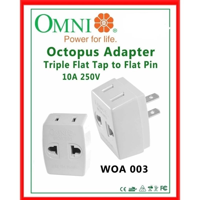 Octopus Adapter 10A250V-Triple Tap to Flat Pin | Shopee Philippines