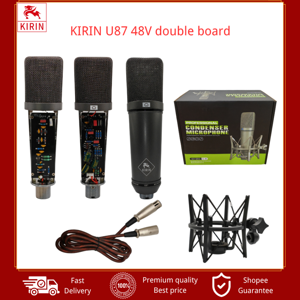 KIRIN U87 Full metal 48V double board 34mm Large Diaphragm condenser ...