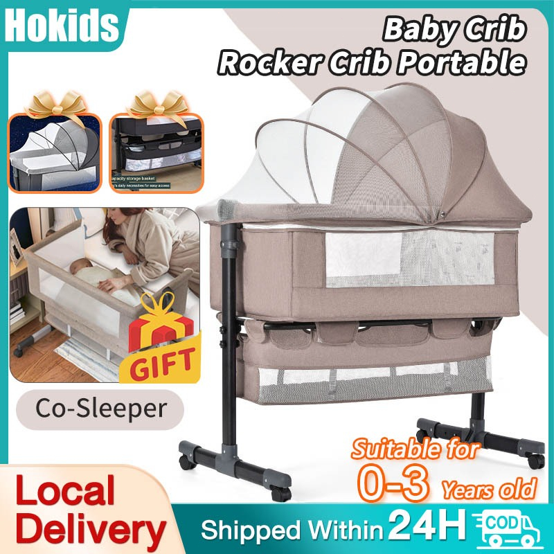 Rocker Crib Portable For Baby Co Sleeper Rocker Bassinet Cradle Mobile ...