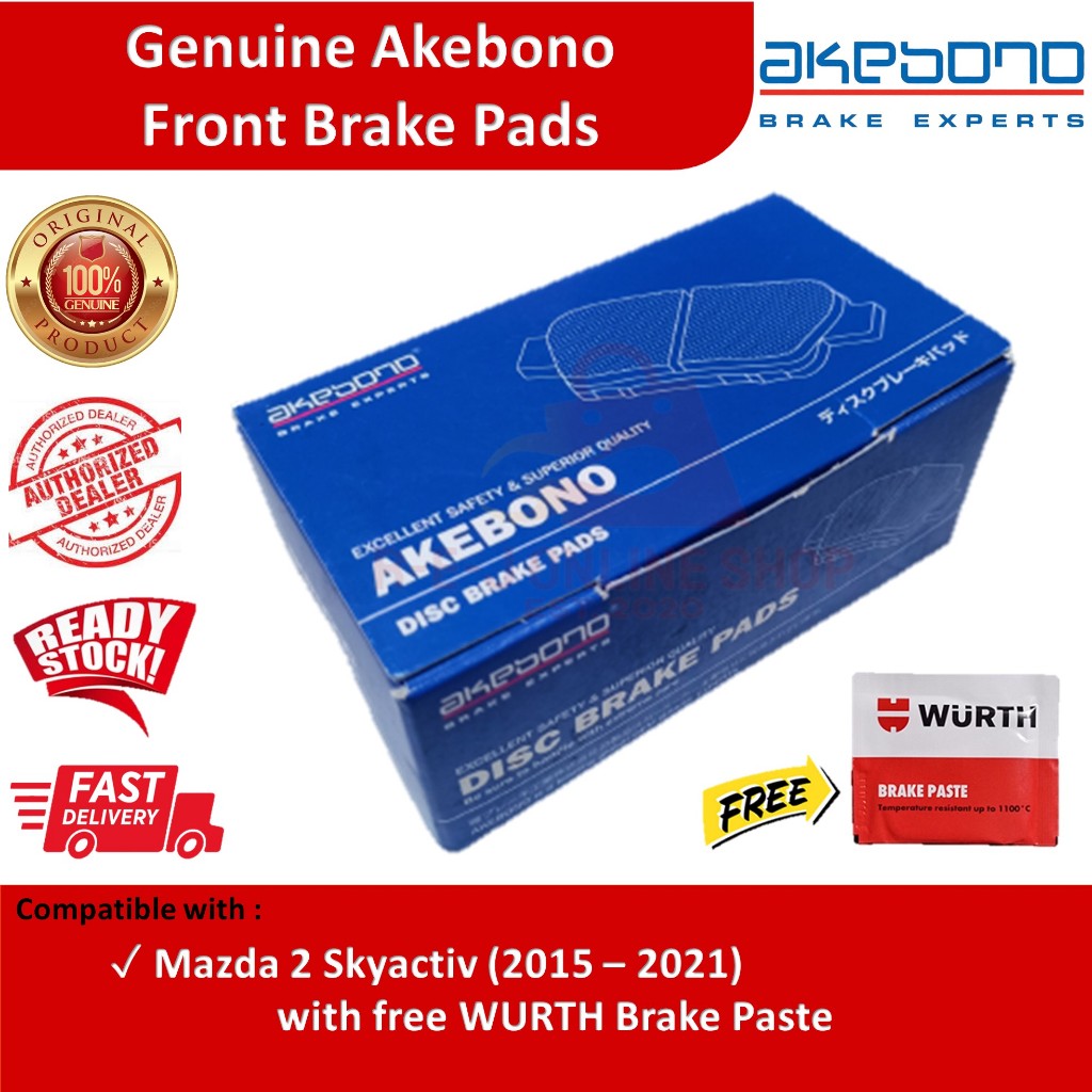 Genuine Akebono Front Brake Pads for Mazda 2 Skyactiv (2015 - 2021 ...