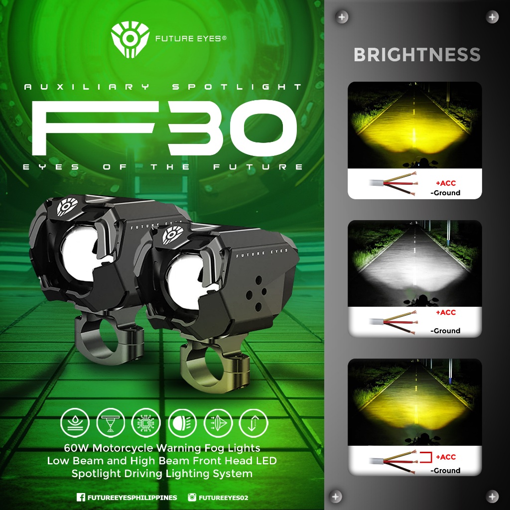 𝗖𝗢𝗗 FUTURE EYES F30 mini driving led light for motorcycl motor lamp ...
