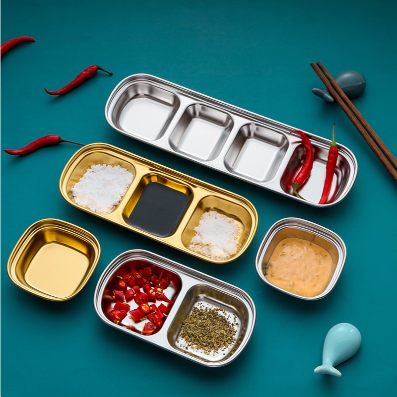 GMINI 1/2/3/4Grid Dipping Dish Multi-grid, Multi-function Stainless ...