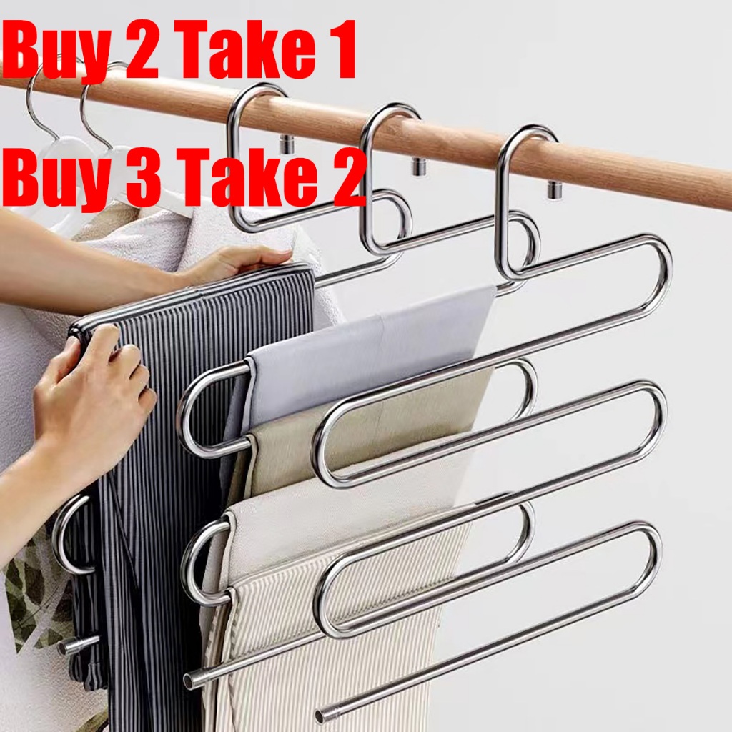 5 Layer Pants Hanger Multifunctional Stainless Steel hanger for Pants ...