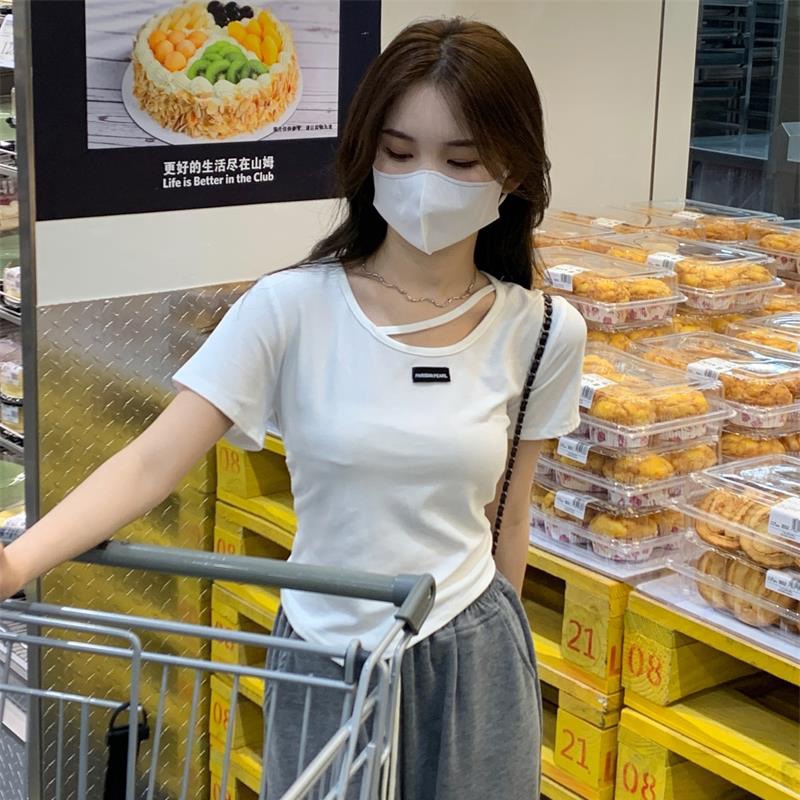 T Shirt For Woman Fashionable Korean Style Irregular Short Sleeved T
