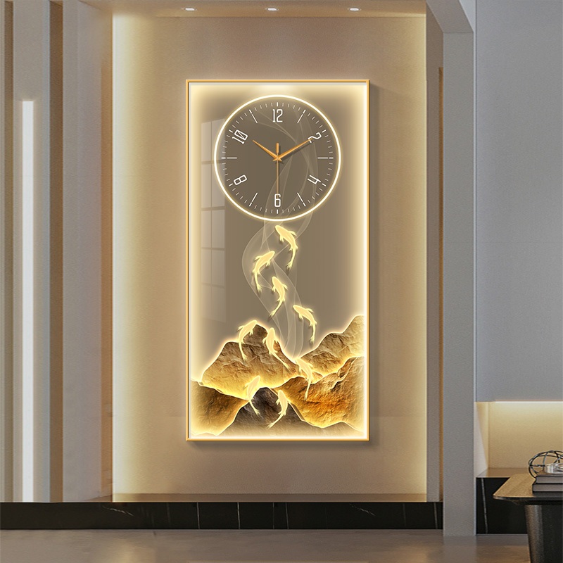 Modern clock mural entrance entrance nine fish picture porch clock ...