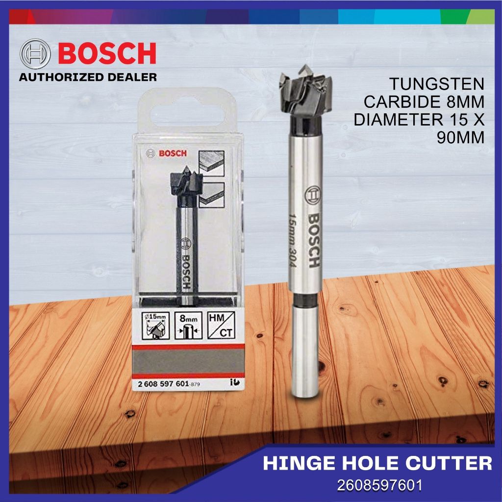 Bosch Hinge Hole Cutter Tungsten Carbide 8mm Diameter 15, 20, 26 x 90 ...