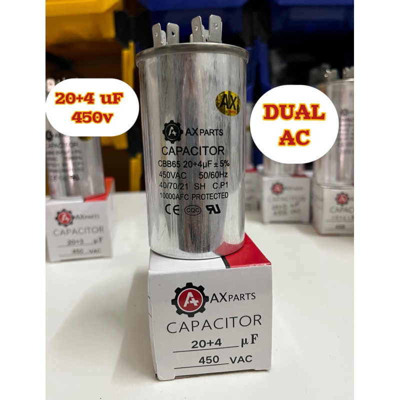 Aircon Dual capacitor 20+1.5uF to 20+7 Metal terminal type | Shopee ...