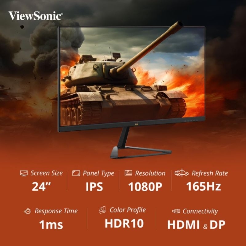 ViewSonic VX2479-HD-PRO, 24 Inch Full Hd,IPS,1Ms,165Hz Refresh Rate ...