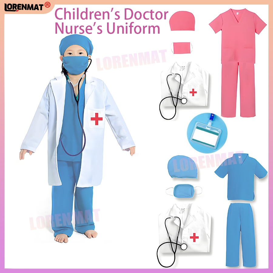 Doctor Costume For Kids Girls Nurse Uniform Surgical Suit Role Play ...