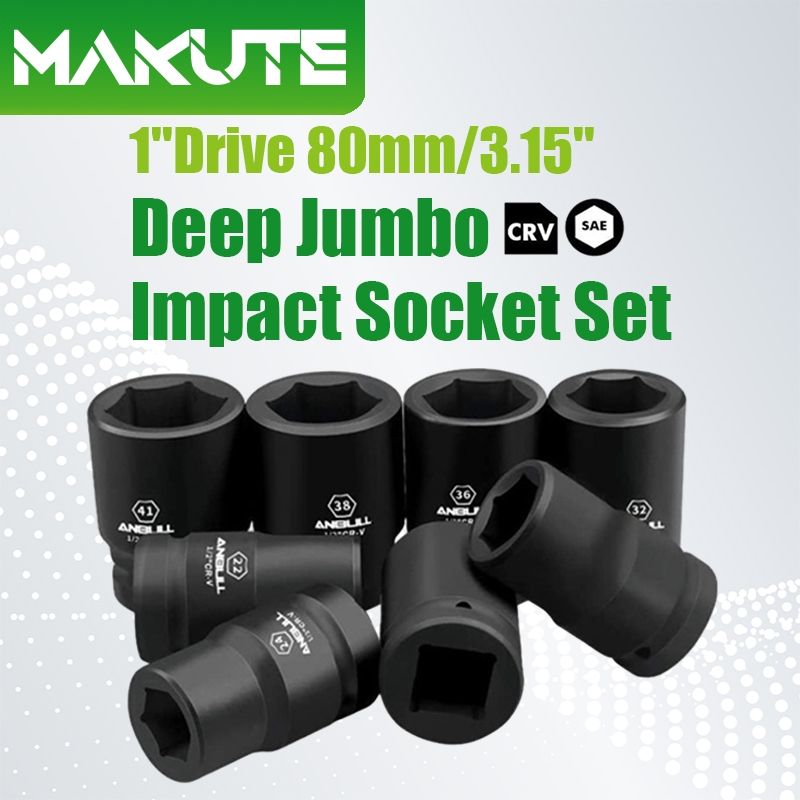 1" Drive Jumbo Impact Socket Set Universal Hex Deep Socket Set Metric ...