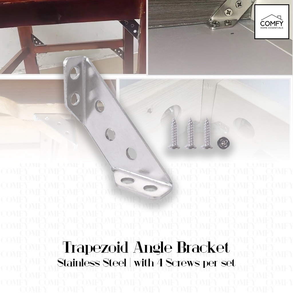 (1PC/4PCS) Stainless Trapezoid Corner Angle Bracket Shelves Furniture ...