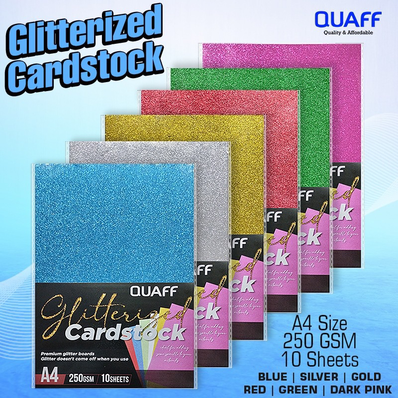 QUAFF 10pcs Glitter Board Paper Cardstocks Assorted Colors A4 size ...