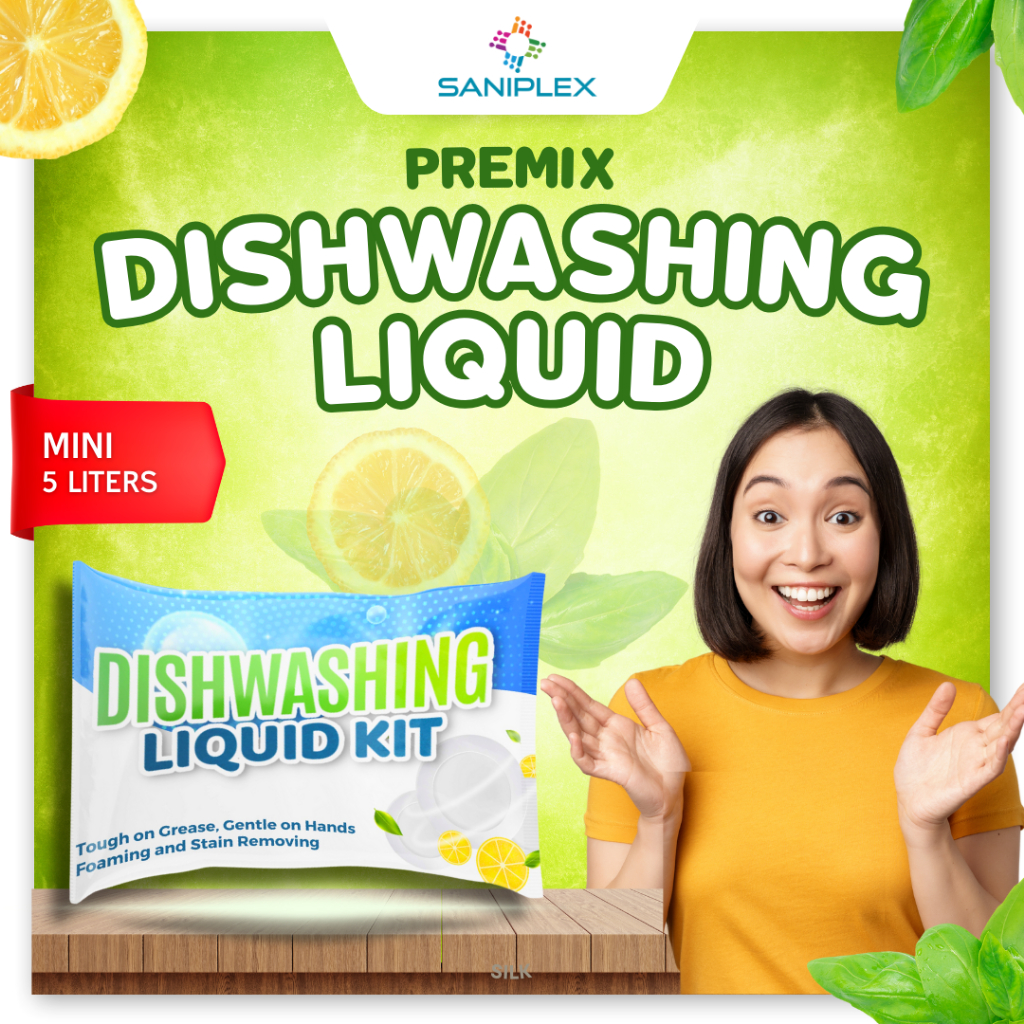 Saniplex DIY Mini Premix Dishwashing Liquid 5Liters YieldKit Fast-acting Antibacterial Stain ...