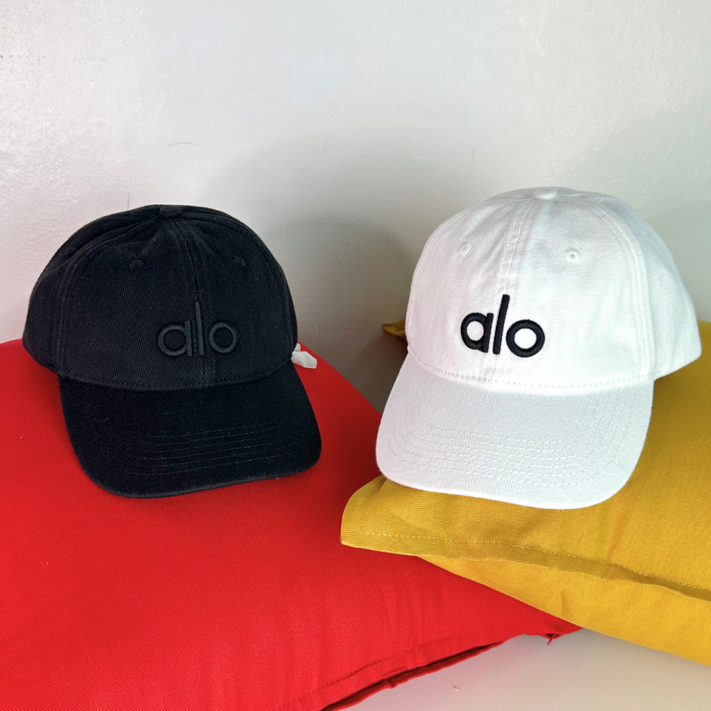 THE ALO WASHED OFF-DUTY CAP, ONE SIZE, COTTON TWILL, BLACK, WHITE ...
