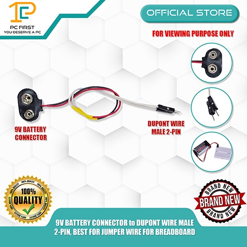 PC FIRST 9V BATTERY CONNECTOR to DUPONT WIRE MALE 2-PIN, BEST FOR ...