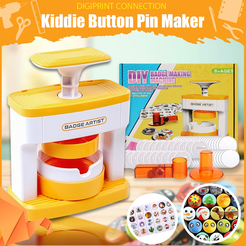 Kiddie Button Pin Machine Creatives DIY Pin Designing Play Kit Kid Ages ...