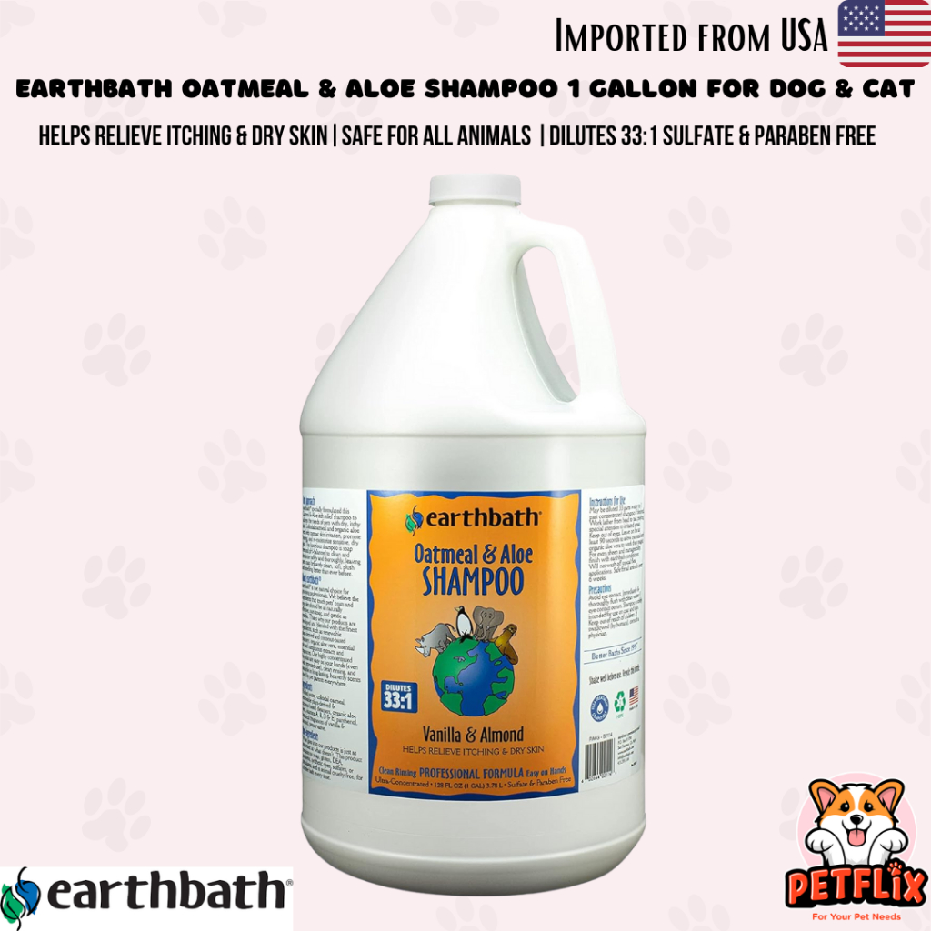Earthbath Oatmeal & Aloe Pet Shampoo for Dogs & Cats Vanilla & Almond ...