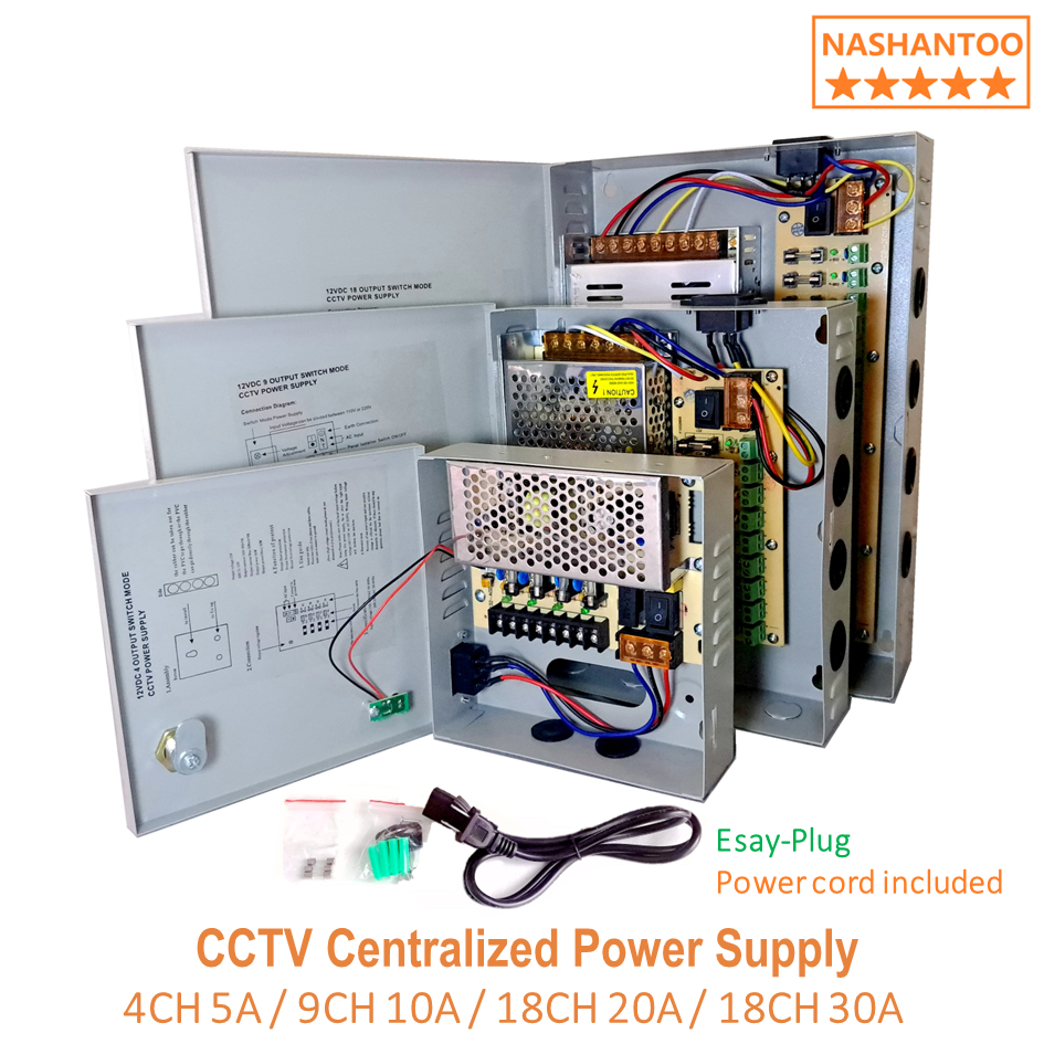 12V DC 4/9/18CH 5A/10A/20A/30A Centralized Power Supply for CCTV Camera ...