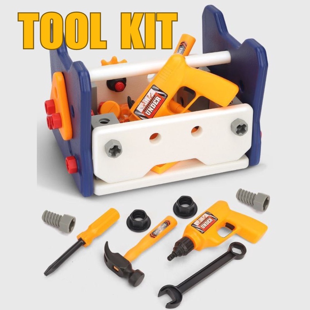 Mini Table Tool Kit with Electronic Drill Pretend Play for Kids 43pcs ...
