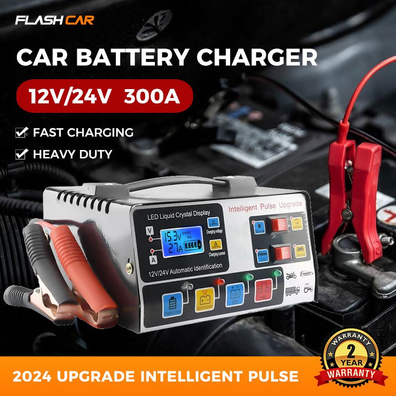 Car Battery Charger 12/24V Intelligent Pulse Repair Battery Fast ...