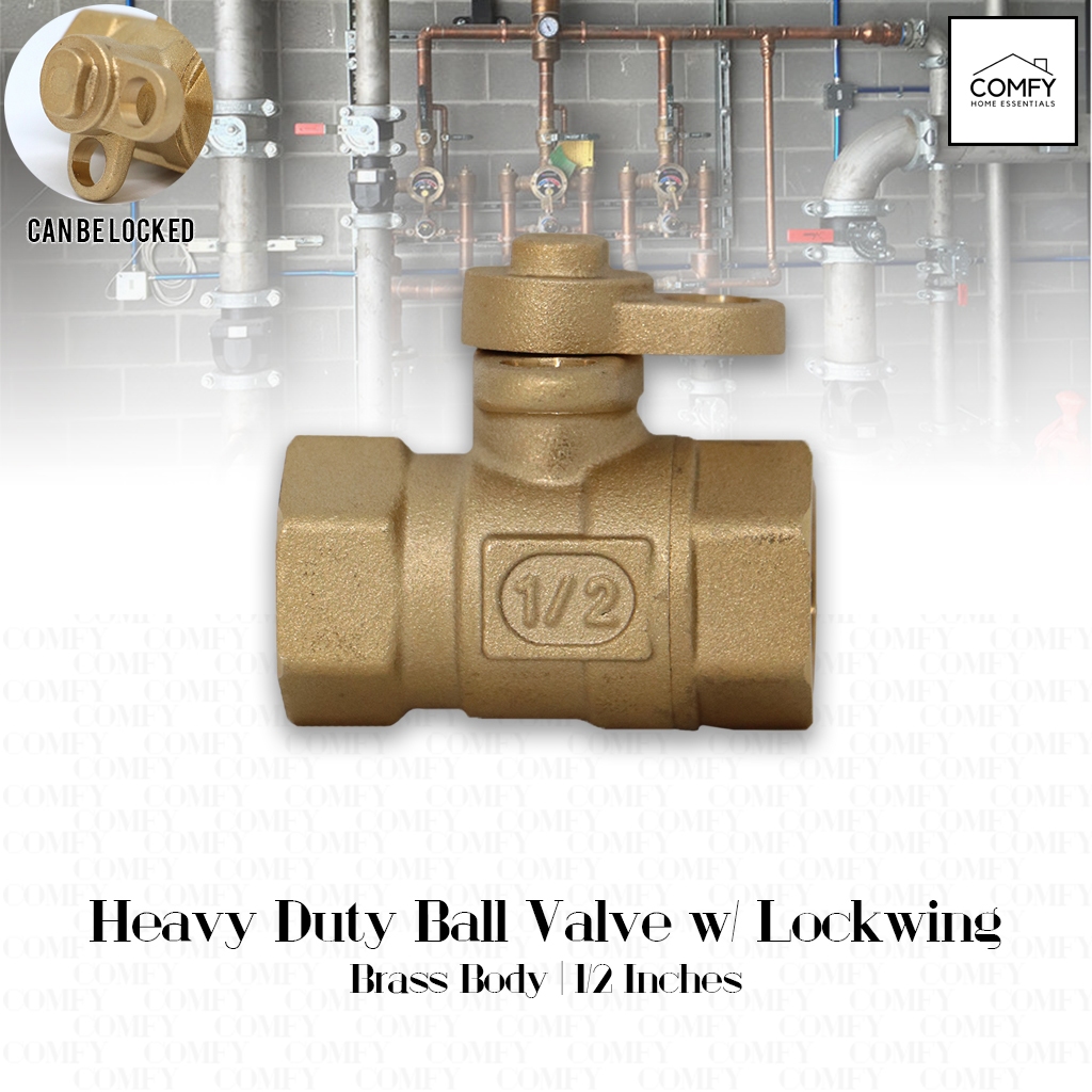 1/2" Lockable Brass Body Heavy Duty Ball Valve With Lockwing Water ...