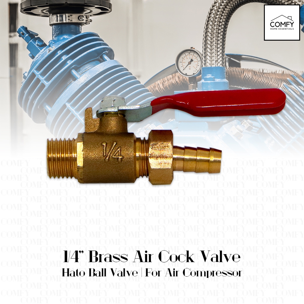 1/4 Inches HATO Brass Air Cock, 1/4" Red Handle Tracheal Compressor Small Ball Valve Fitting ...